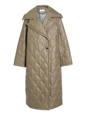 GANNI Quilted Shell Coat - Sage Green
