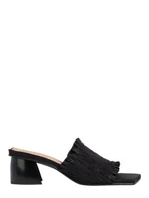 GANNI Shirred Satin Mules - Black
