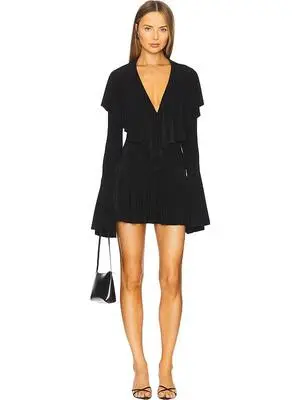 Norma Kamali Long Sleeve Ruffle Mini Dress - Black
