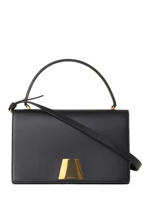 Akris Alice Flap Leather Crossbody Bag Black