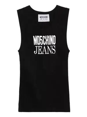 Moschino Logo-jacquard Tank Top - Black