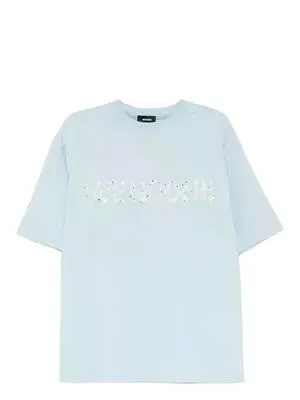 We11Done Sparkle-logo T-shirt - Blue