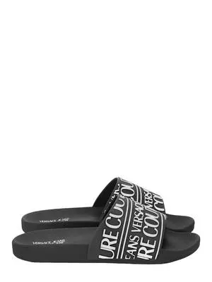 Versace Rubberised Logo Slides - Black