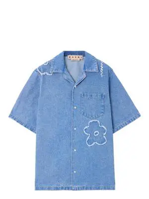 Marni Embroidered Denim Shirt - Blue