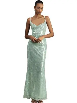 MARE MARE Kassidy Cowl-neck Stretch Sequin Maxi Dress - Mint