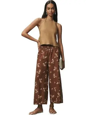 THE SOMERSET COLLECTION BY ANTHROPOLOGIE Somerset 100% Linen Pull-On Pants Beige