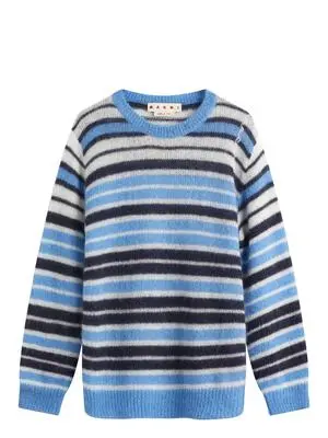 Marni Stripe Mohair Crew Knit - Blue Lilac