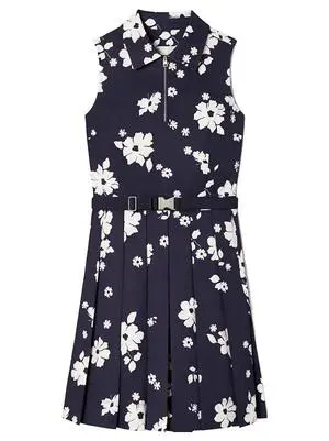 Tory Burch Half-sleeve Golf Dress - Medium Navy Contrast Floral