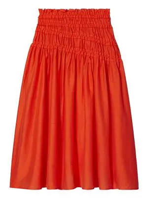 Tory Burch Smocked Viscose Skirt - Deep Poppy