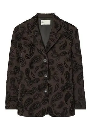 Tory Burch Paisley Wool Blend Blazer - Dark Mocha