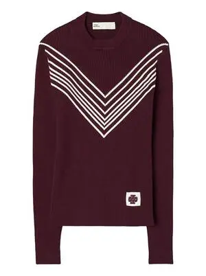 Tory Burch Tory Burch Chevron Viscose Sweater Deep Jasper