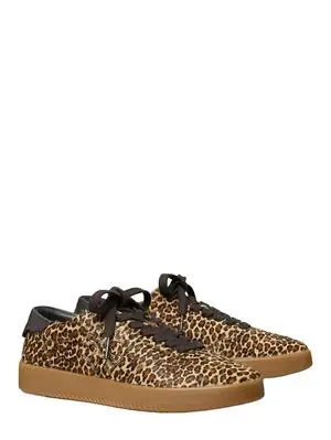 Tory Burch Phoenix Embroidered Leather Lace-up Sneakers - Leopard Multi / Leopard Multi