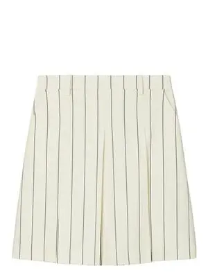 Tory Burch Wool Performance Golf Skirt - New Ivory Light Stripe