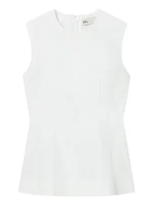Tory Burch Sleeveless Cotton Poplin Top - White