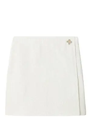 Tory Burch Faux Crinkle Leather Skirt - White