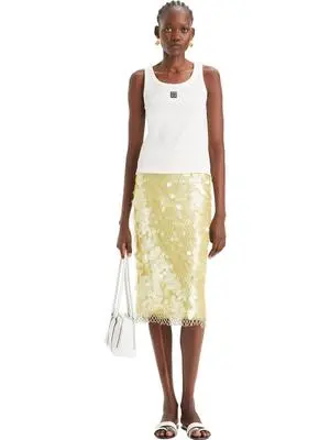 Tory Burch Sequined Skirt Lime