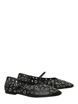 Tory Burch Eyelet Mary Jane Ballerinas - Perfect Black