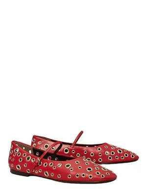 Tory Burch Eyelet Mary Jane Ballerinas - Tory Red
