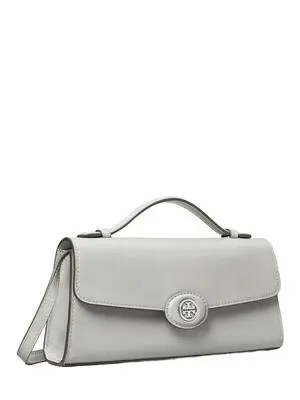 Tory Burch Mini Robinson Spazzolato Crossbody - Light Granite