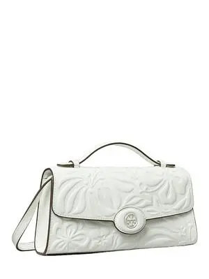 Tory Burch Mini Robinson Floral Embossed Crossbody - Blanc