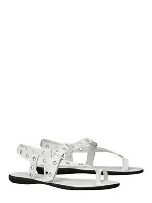 Tory Burch Eyelet Toe Ring Sandal - Cloud / Silver