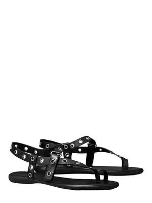 Tory Burch Eyelet Toe Ring Sandal - Perfect Black