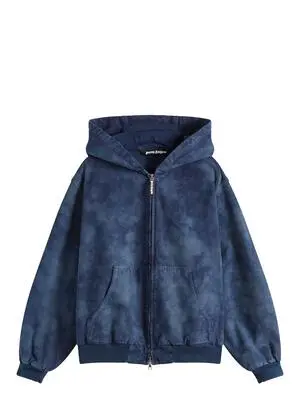 Palm Angels Curved Logo Tie Dye Bomber Jacket - Indigo Blue