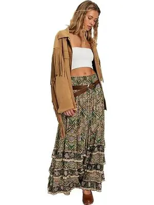 Free People Fp One Brynn Printed Maxi Skirt - Lavender Combo