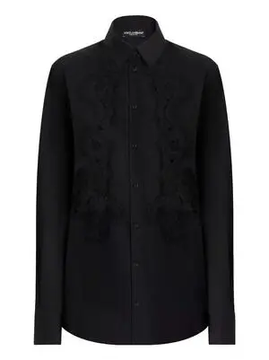 Dolce & Gabbana Dna Lace-inserts Shirt - Black