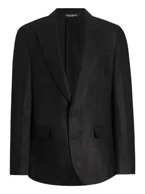 Dolce & Gabbana Linen Single-breasted Blazer - Black