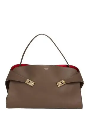 FERRAGAMO Large Hug Shoulder Bag - Clay