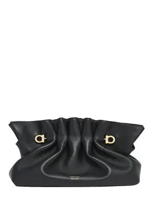 FERRAGAMO Small Gancio Piercing Shoulder Bag - Nero