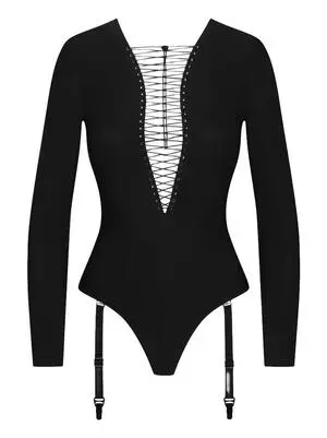 MAISON CLOSE Nuit Infinie Thong Bodysuit - Black