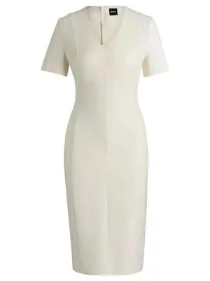 BOSS V-neck Midi Dress - White