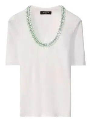 Fabiana Filippi Embroidered-neck Top - White