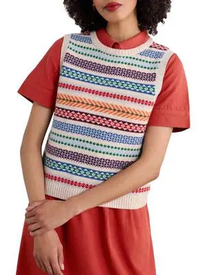 SEASALT CORNWALL Percella Cove Fair Isle Merino Wool-blend Sweater Vest - Knit Abstraction Multi