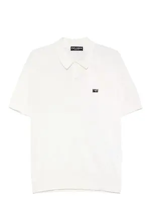 Dolce & Gabbana Logo-plaque Cotton Polo Shirt - White