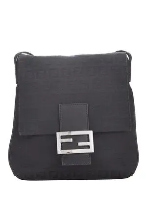 Fendi Zucchino Canvas Tube Messenger Bag - Black