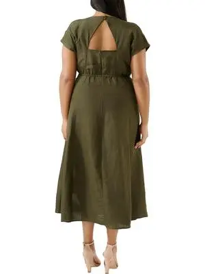 ESTELLE Aubrey V-Neck Midi Dress Olive