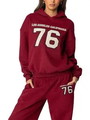 EDIKTED 76 Cali Hoodie - Burgundy