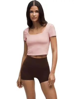 Lululemon Lululemon Wunder Under SmoothCover Square-Neck T-Shirt Pink Haze