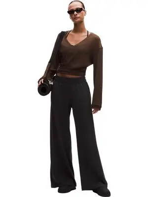 Lululemon Becalm Mid-rise Wide-leg Pant Black