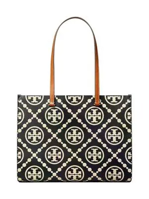 Tory Burch T Monogram Contrast Tote - Black