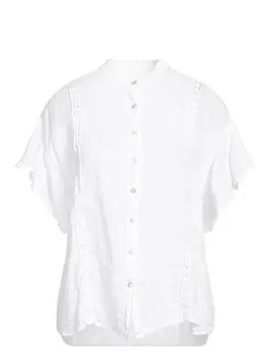 120% Lino Linen Shirt With Lace Trim - White
