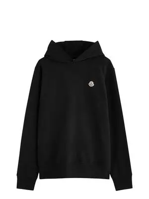 Moncler Logo-appliquéd Hooded Cotton Sweatshirt - Black