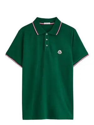 Moncler Logo-appliquéd Piqué Cotton Polo Shirt - Dark Green