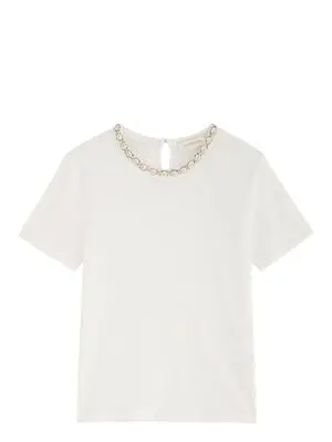 Zimmermann Illuminate Embellished Linen T-shirt - Ivory