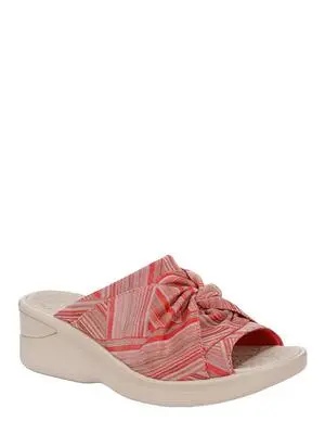 LIFESTRIDE Bzees Smile 3 Open Toe Wedge Slide Sandal Wide Width Available - Pink Stripe