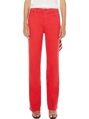 MOTHER The Kick It High-waist Straight-leg Jeans - Tango Red