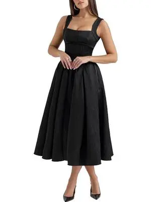 House Of Cb Isabeau Fit & Flare Midi Dress - Black